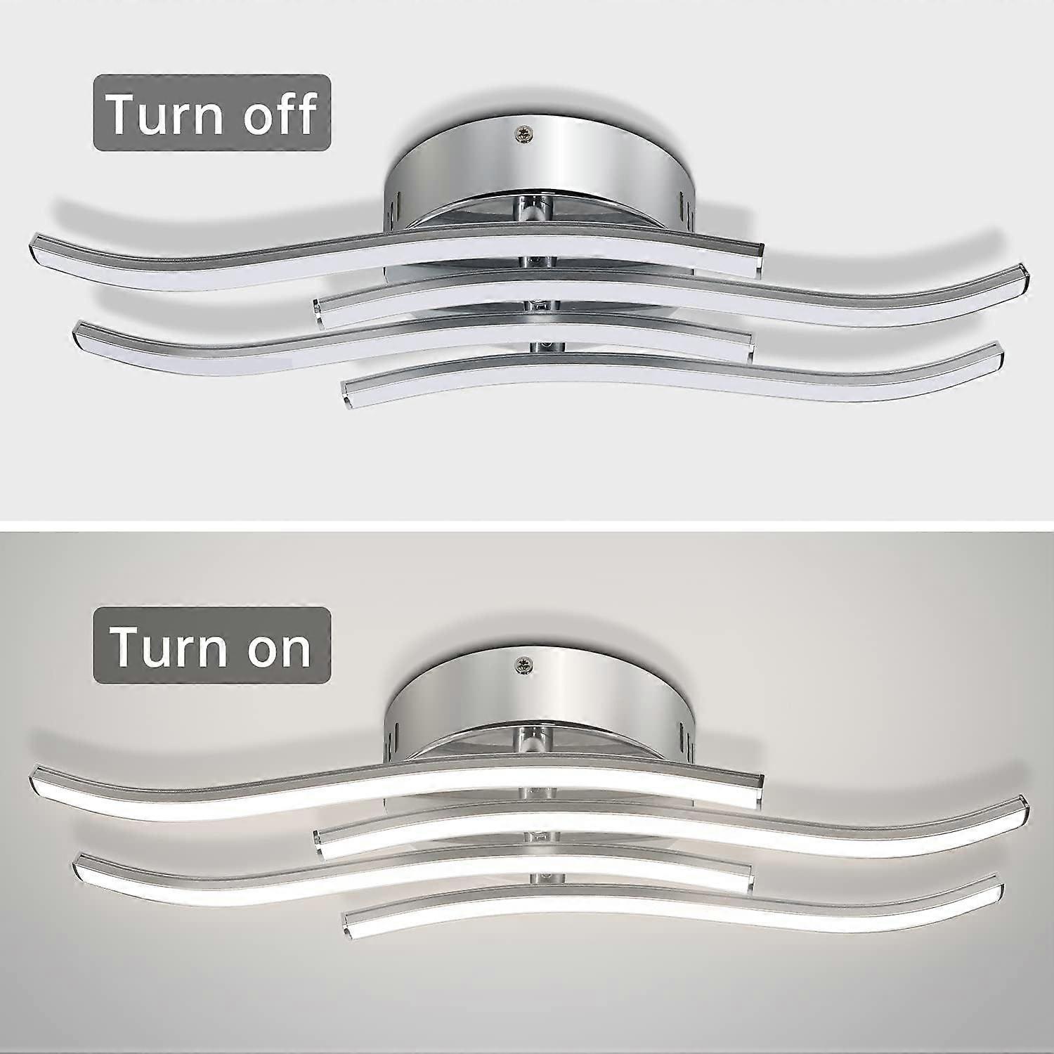 Modern Ceiling Design Curved Ceiling Light, 24W LED Fixture with 4 ...