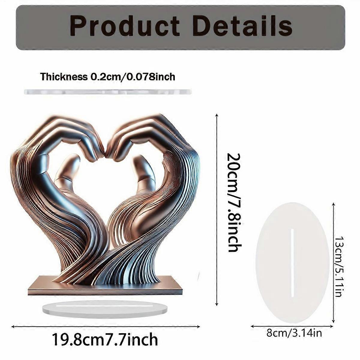 Love Finger Statue Heart-Shape Acrylic Hands Sculpture Modern Art ...