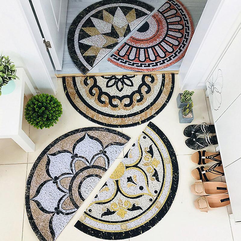 Semi-Circular Marble Texture Rug Non-Slip Doormat Floor Mat Entrance ...