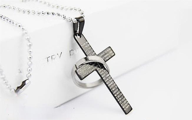 Kristet kors i stål med ring i svart, guld och silver | Fruugo SE