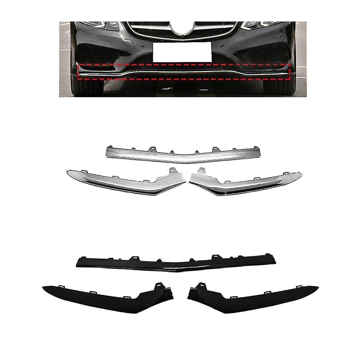 3Pcs Chrome Front Bumper Moulding Lip Trim Strip for E Class W212 14-16 ...
