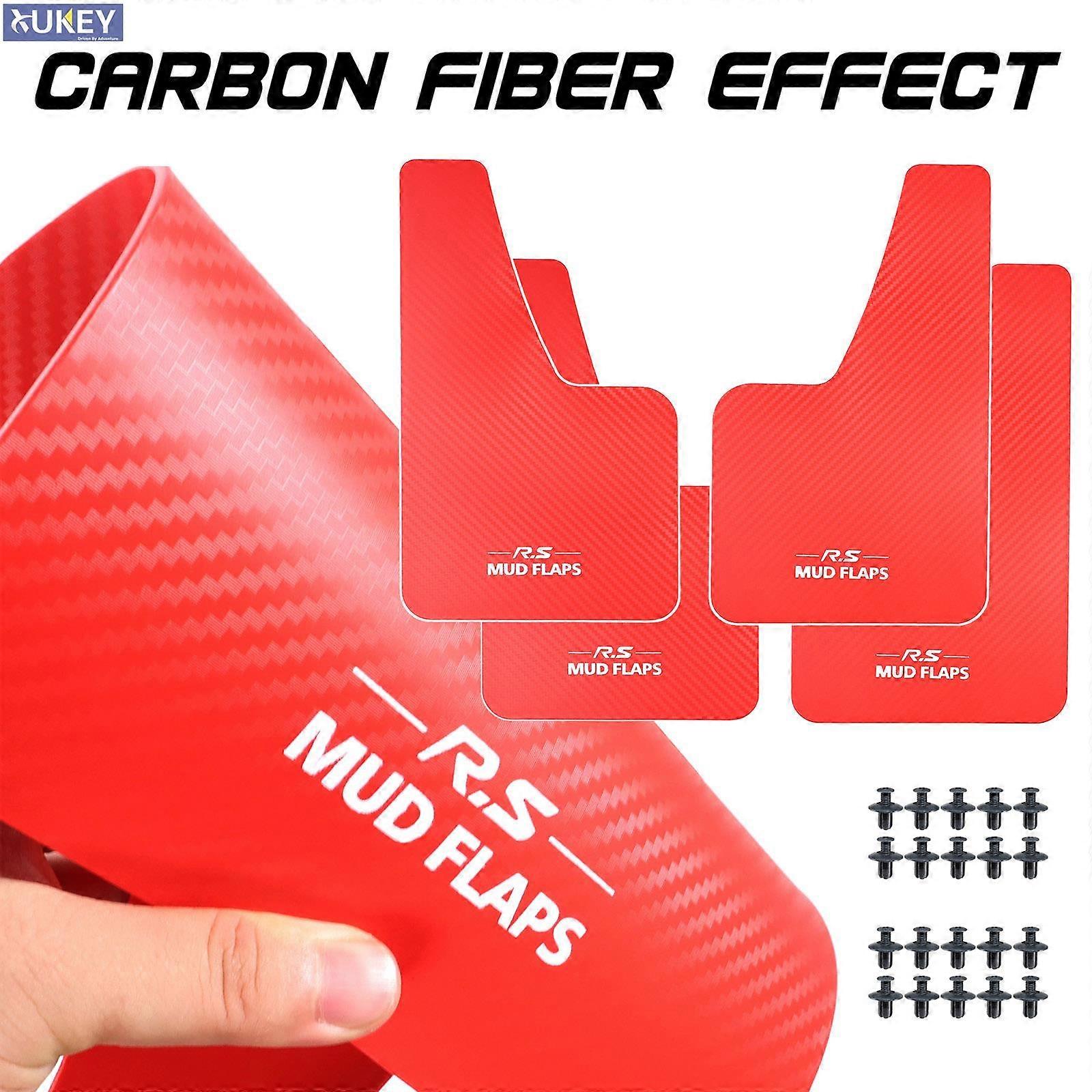 RED Carbon Fiber Effect Universal Splash Guards Mud Flaps Car Mudguards ...