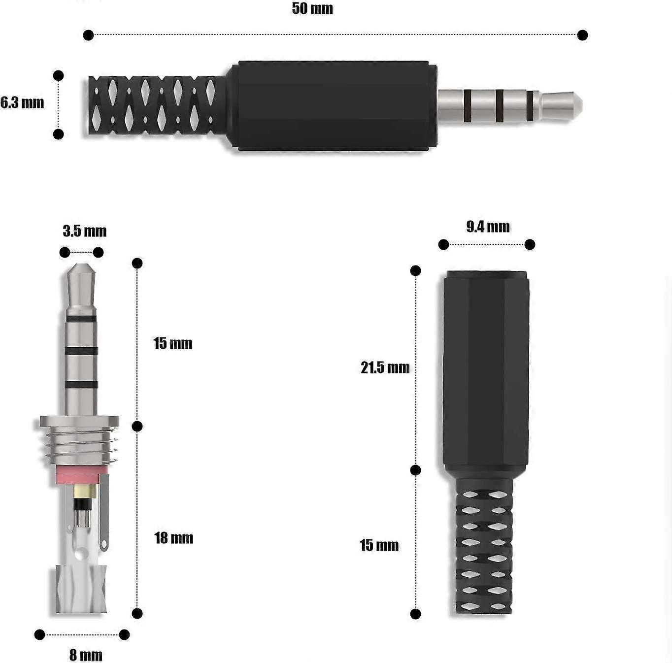 12 x Solder 3.5mm Jack Connector, 1/8" TRRS 4 Pole, Solder Audio ...