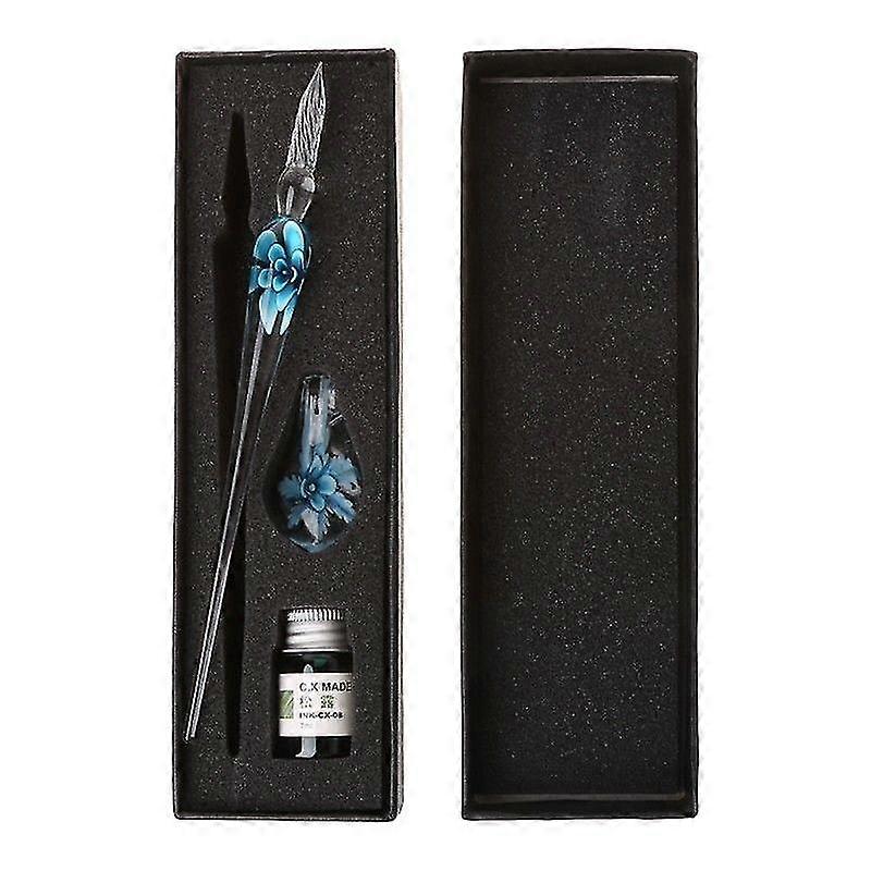Glass Calligraphy Pen Crystal Glass Dip Ink Pen Set Non-carbon Ink ...