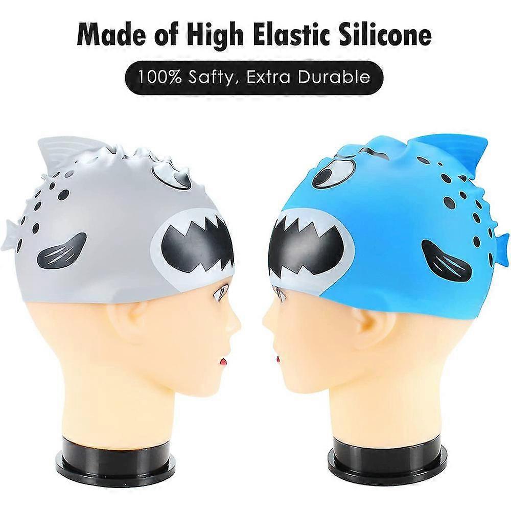 Swim Cap Fun Silicone Swimming Cap Unisex Kids Shark Bath Hat ...