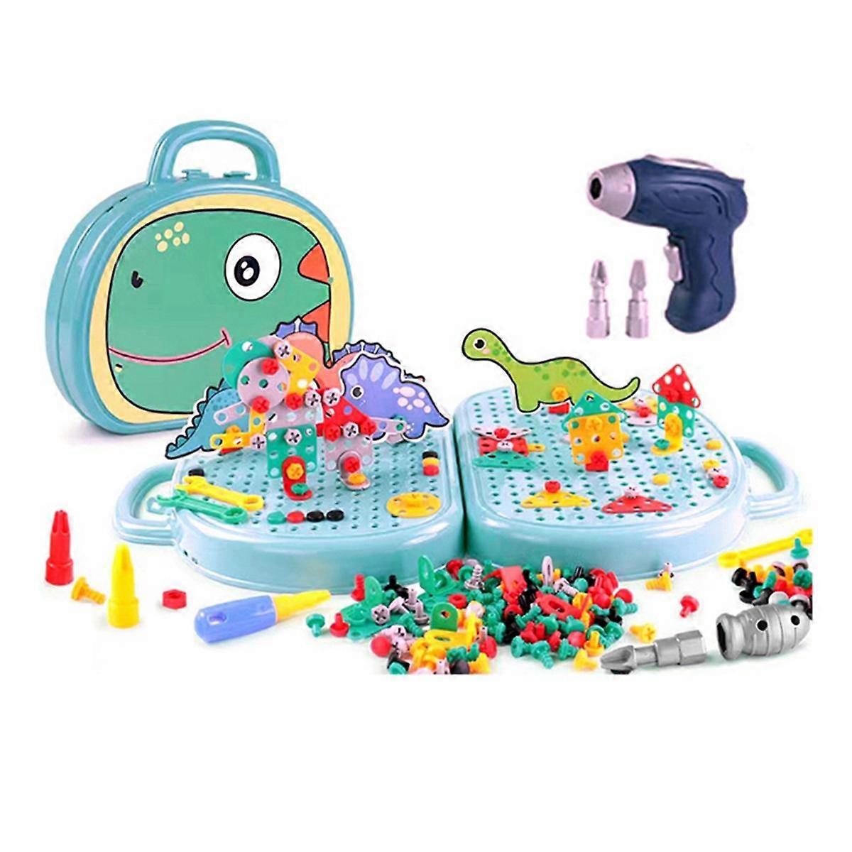Play Toolbox with Electric Drill, Green Dinosaur Toolbox, Toddler Drill ...