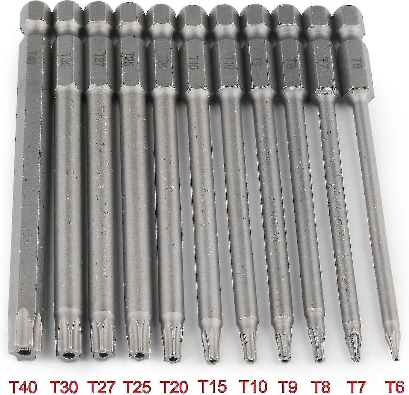 Set of 11 extra long (100 mm) and magnetic hexagonal torx bits ...