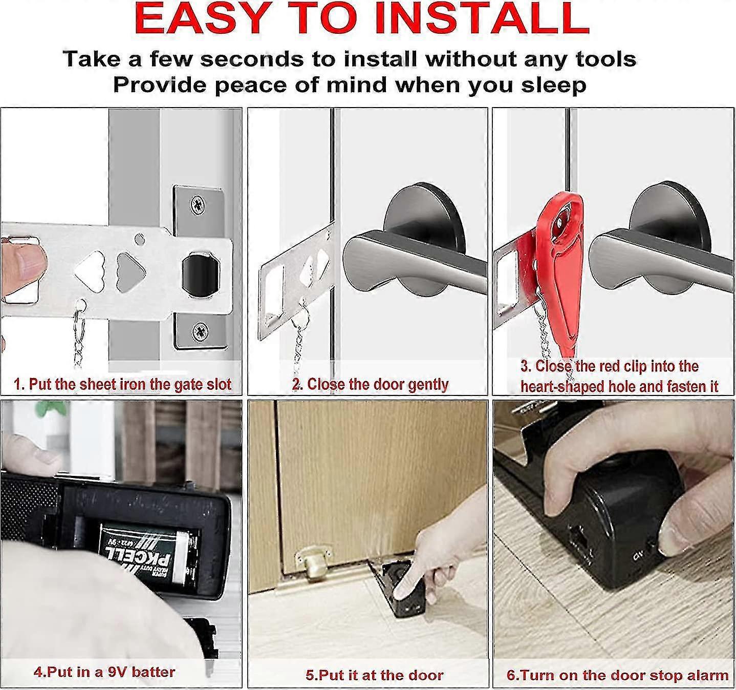 Portable Door Lock And Door Stop Alarm, Double Protection Safety Door ...