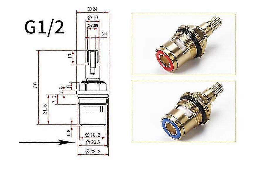 G1/2tap Cartridge Brass Disc Tap Hot & Cold Replacement Tap Ceramic ...