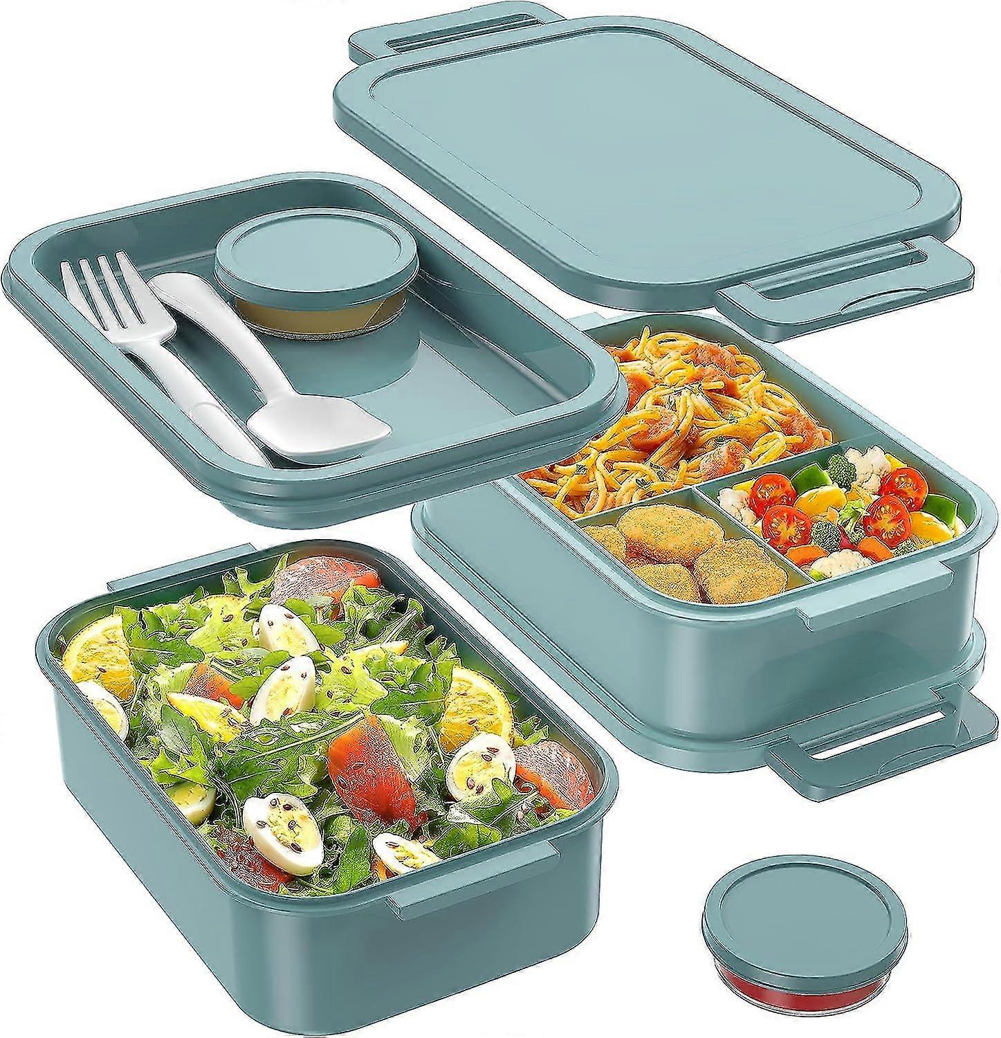 Bento Box Adult Lunch Box - 72oz Stackable Bento Lunch Box for Adults, 3 Layers Leak-Proof ...