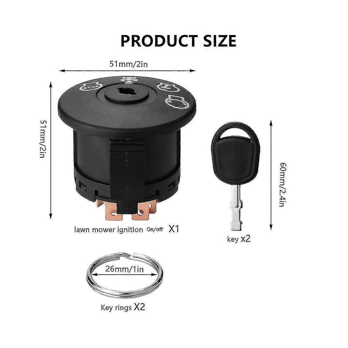 Ignition Switch 4 Position With Key For Riding Lawn Mower Tractor ...