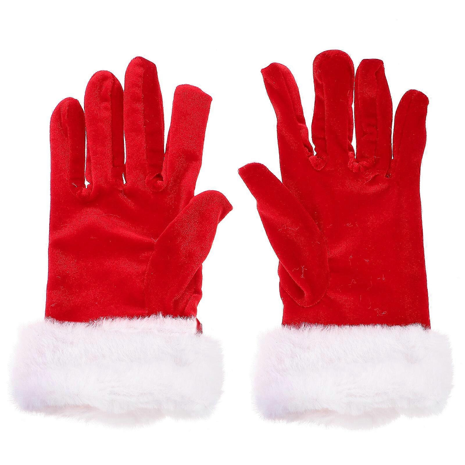 1 pair of Christmas Red Gloves Santa Claus Gloves Short Gloves ...