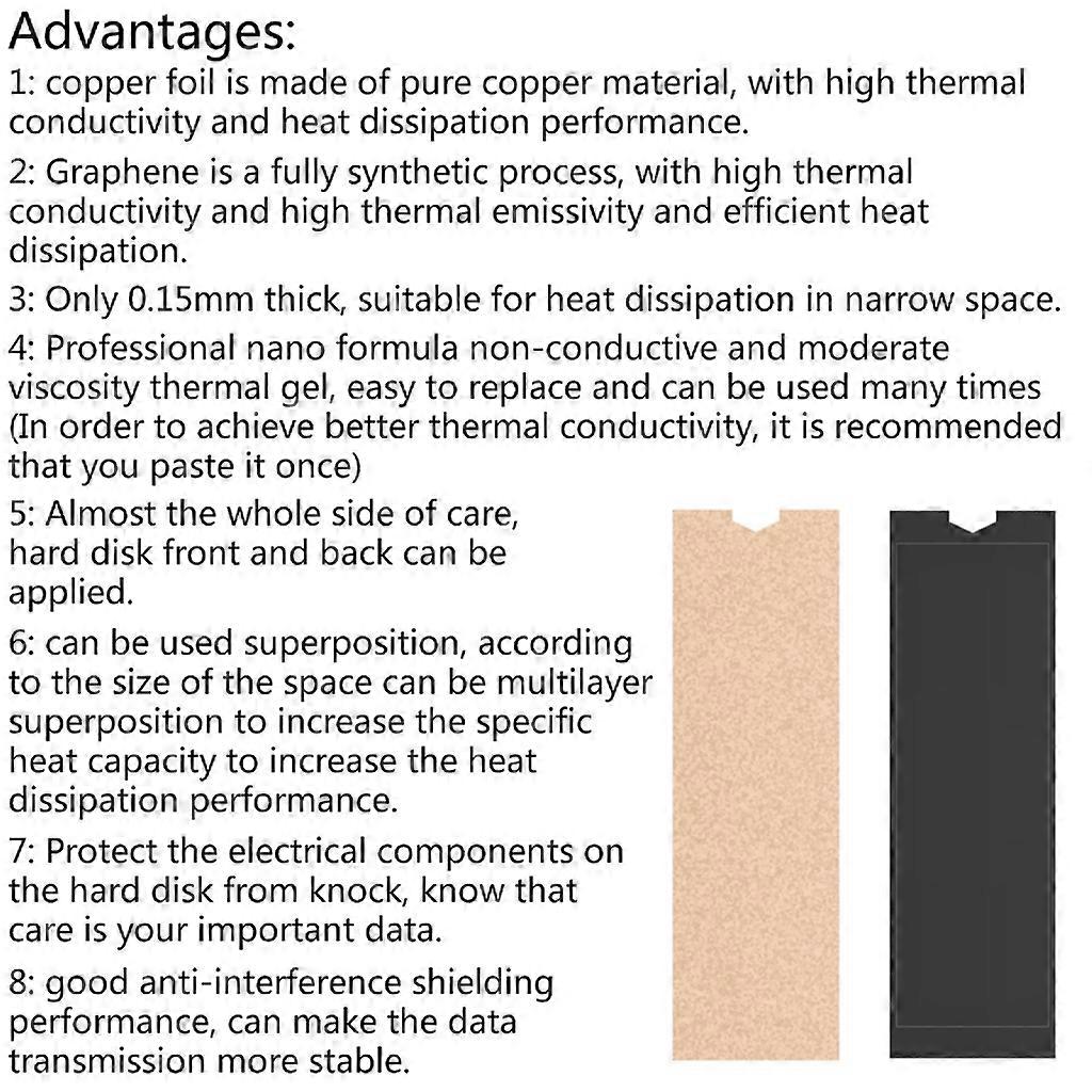 Cooling Thermal Pad M2 NVME 2280 SSD Cooler Radiator Copper Graphene ...