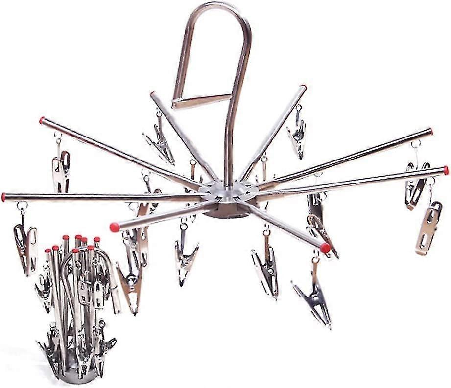 Stainless Steel Hanging Drying Rack Laundry Drip Hanger With 16 Clips ...