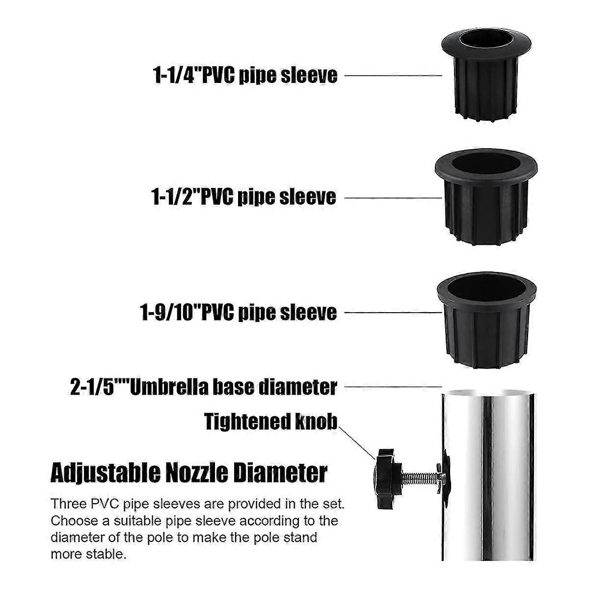 Umbrella Pole Mount Stand Tube Set, Outdoor Parasol Base Holder Insert ...