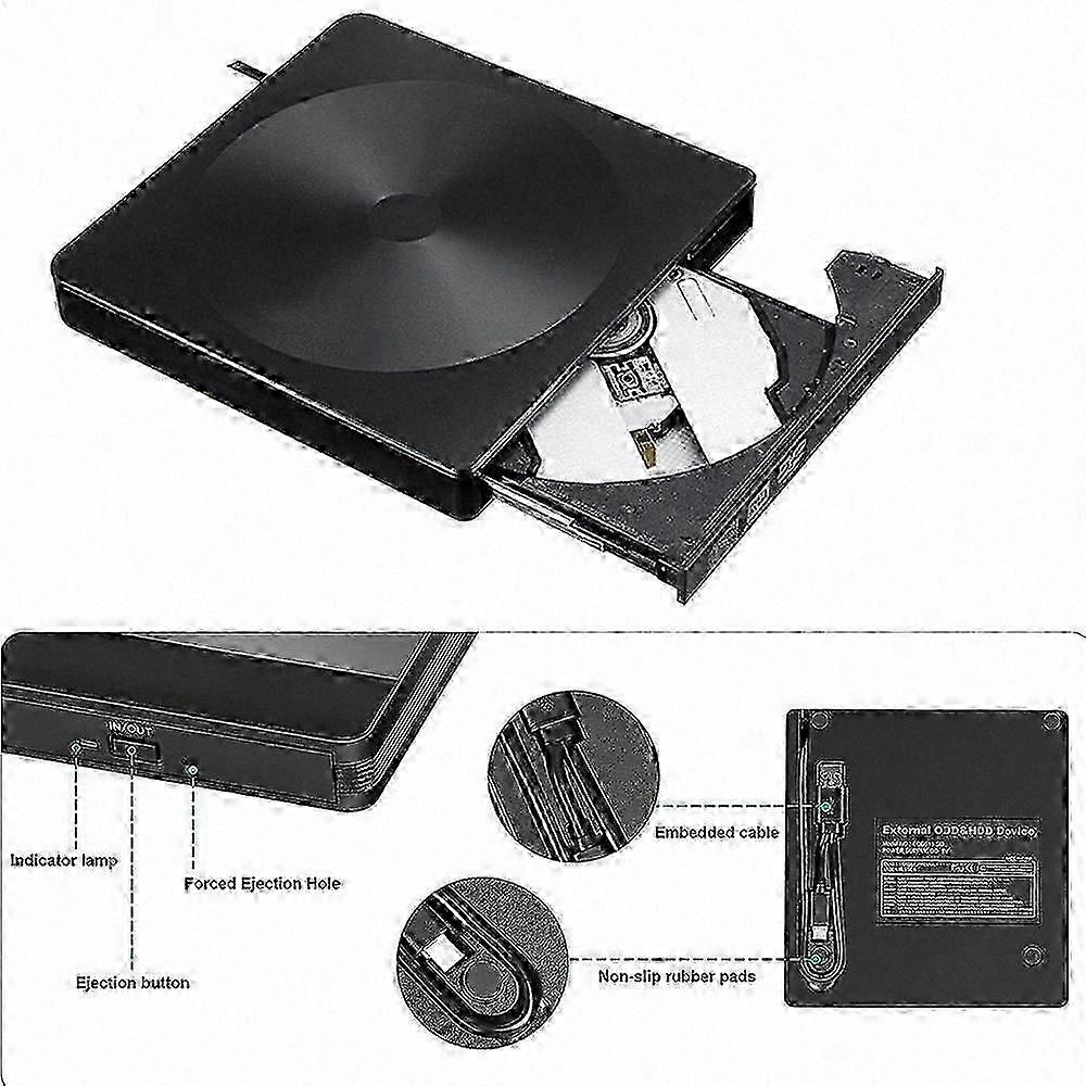 External 3D Blu-ray DVD Writer, Portable Optical Drive with USB 3.0 and ...