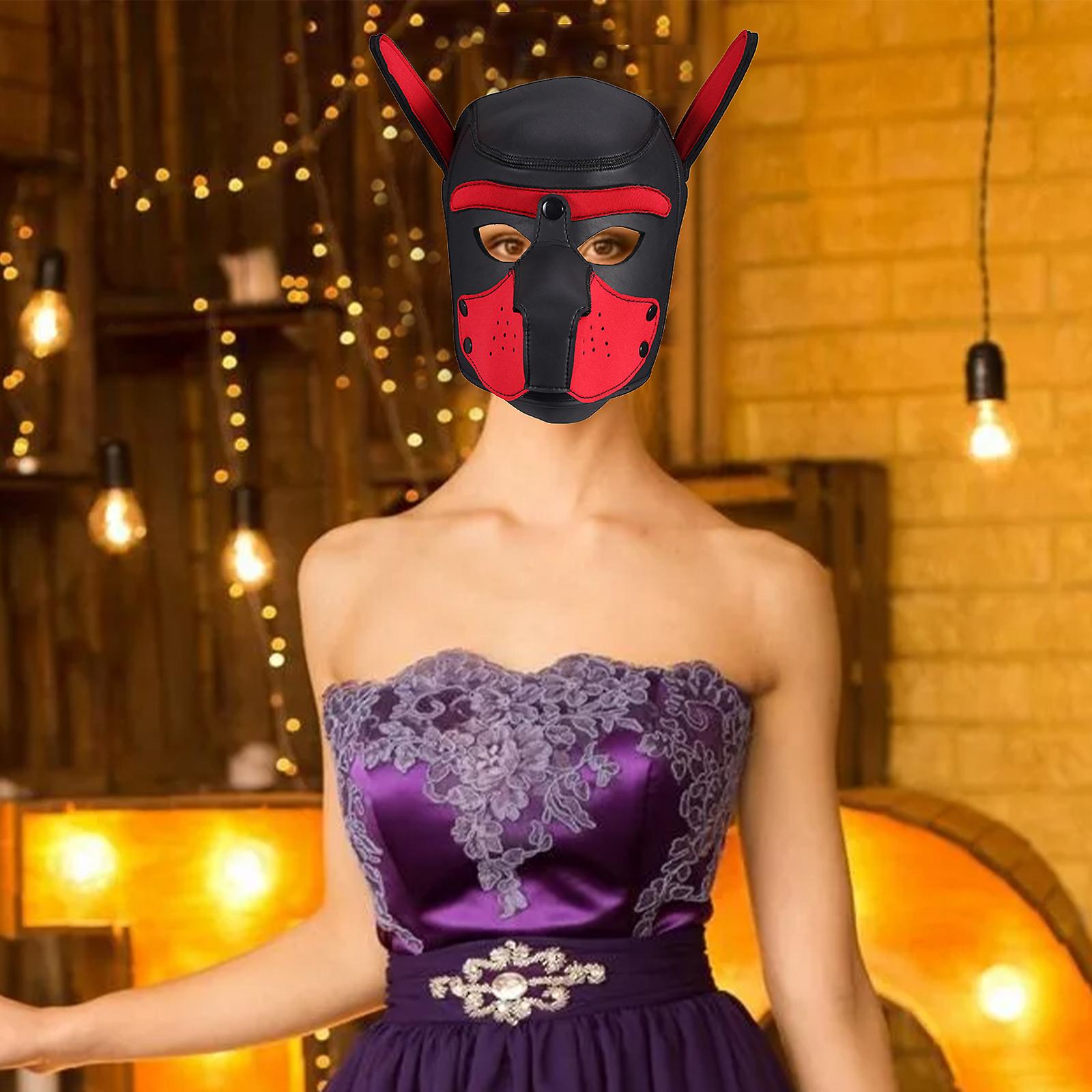 New 2023 4 Colors Padded Rubber Role Play Dog Hood Puppy Cosplay Mask ...