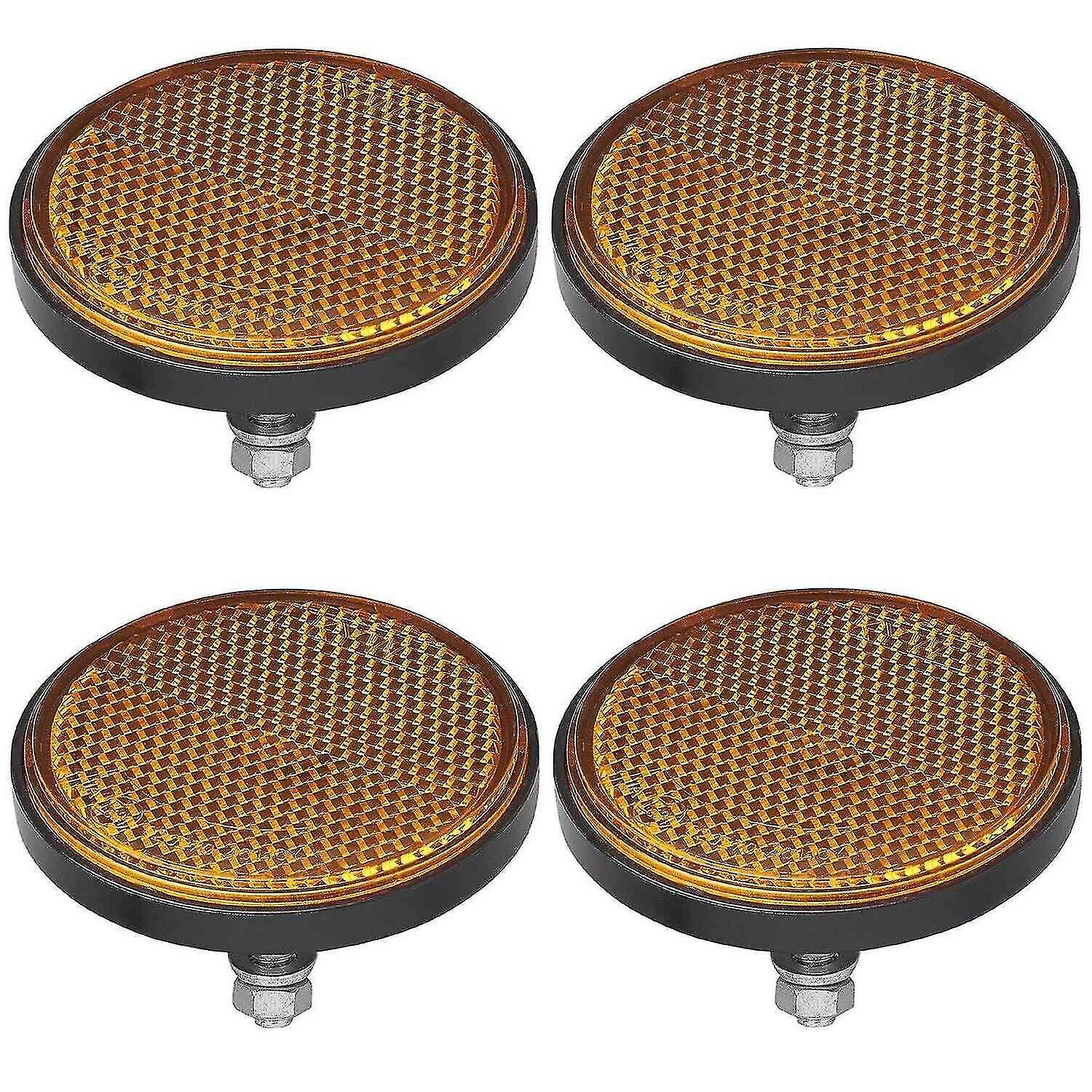 4pcs Reflector Orange Round Reflector Trailer Side Reflector With Bolts ...