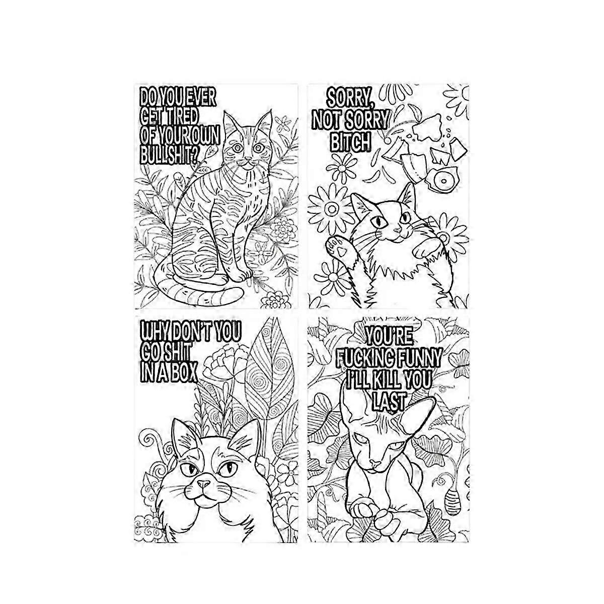 Swearing Cats Catitude: Coloring Book of Funny Kitty Memes for Adult ...