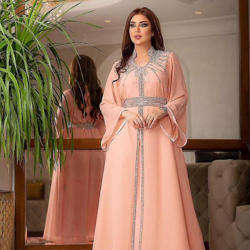 Moroccan Kaftan Robe Chiffon Abaya Dubai Muslim Long Dress Turkey ...