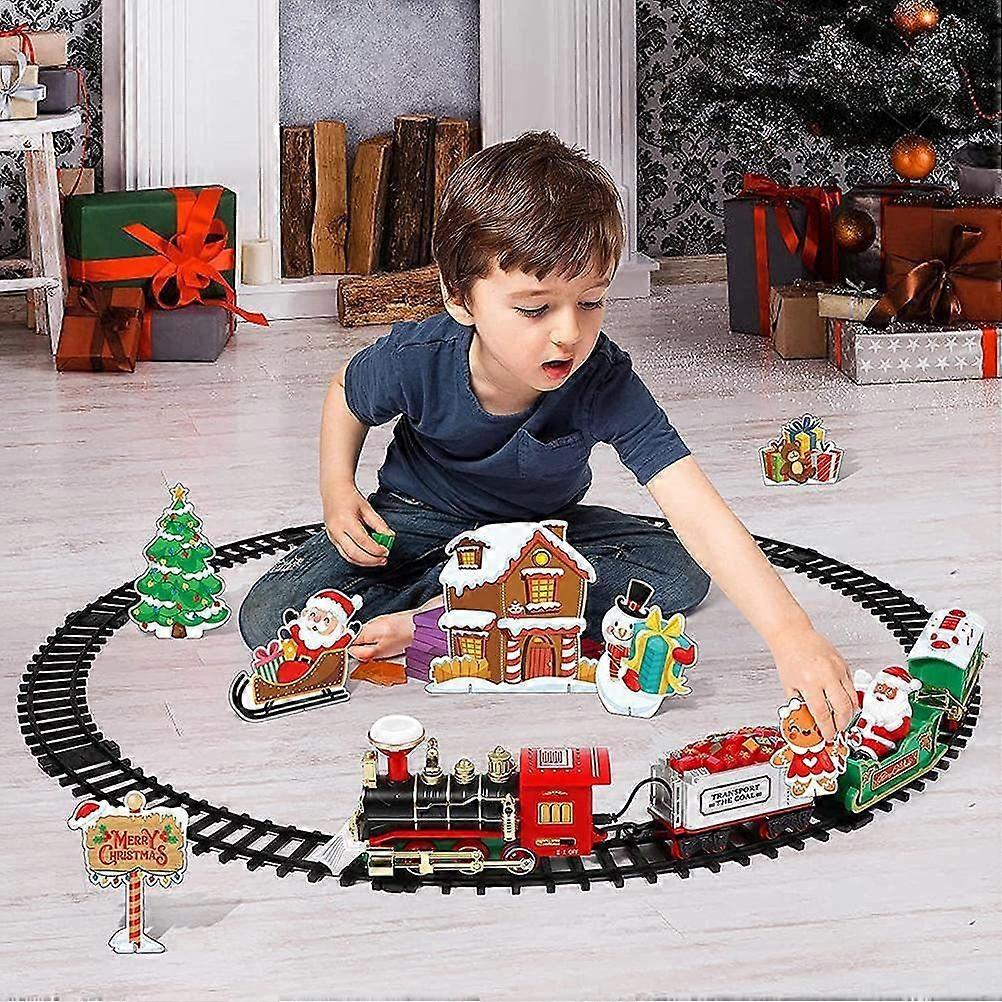 Christmas Train Set with Sounds and Lights Electric Rail Car Toy Mini ...