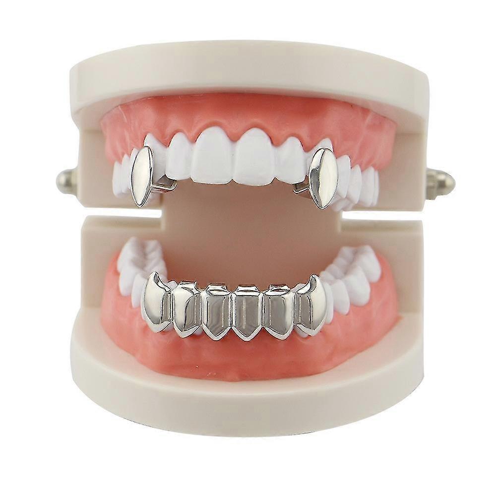 Hip Hop Gold Teeth Grillz Vampire Fangs Silver Color Dental Grills ...