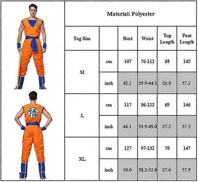 Anime Dragon Ball Son Goku Cosplay Costume Adults Goku Dress Up Outfits ...