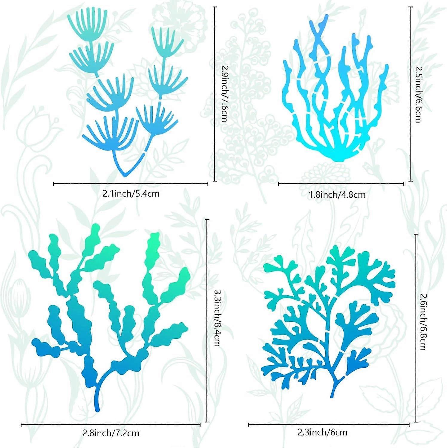 16 * 16cm Seaweed Stencils Ocean Creatures Stencil Metal Journal Stencil Shells Stencils ...