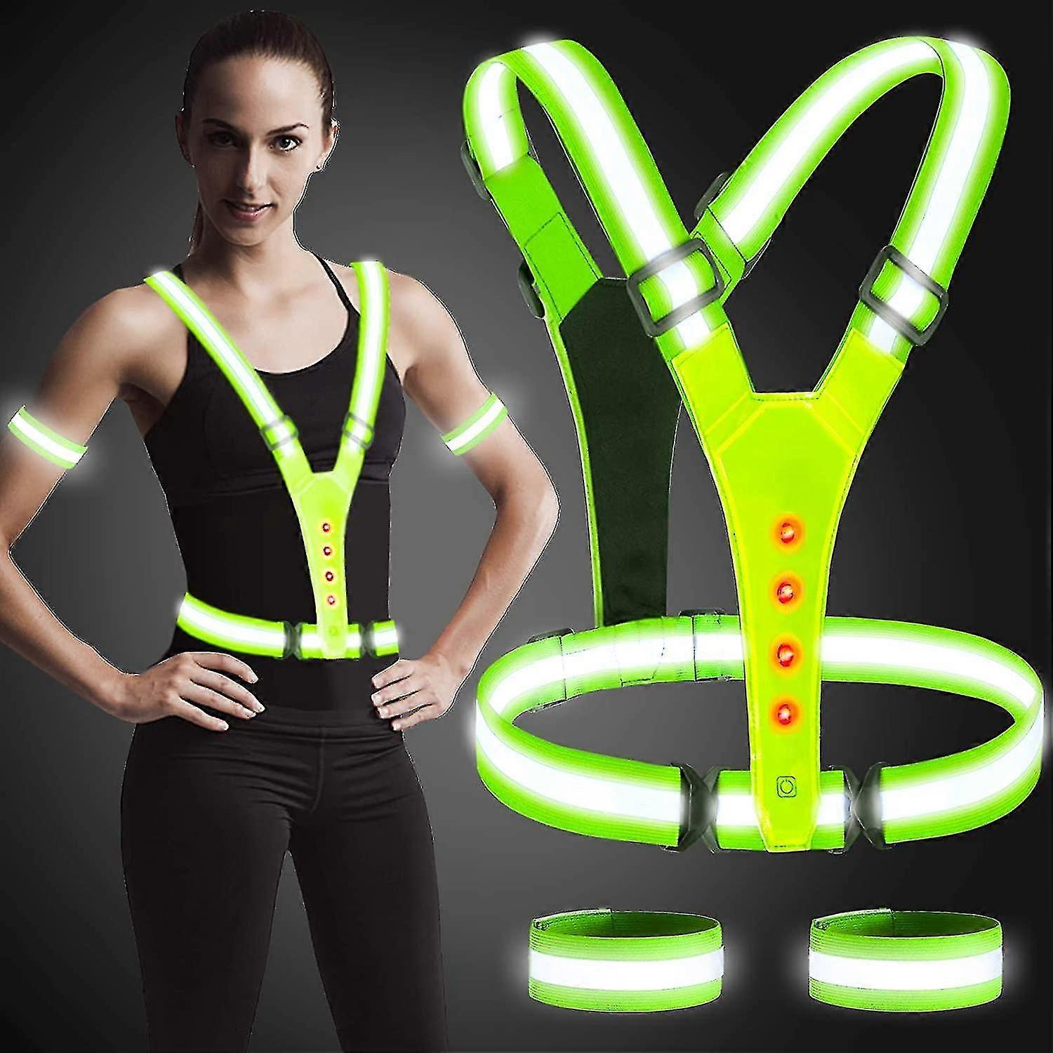 Led Reflective Vest, High Visibility Led Reflective Safety Vest Running ...