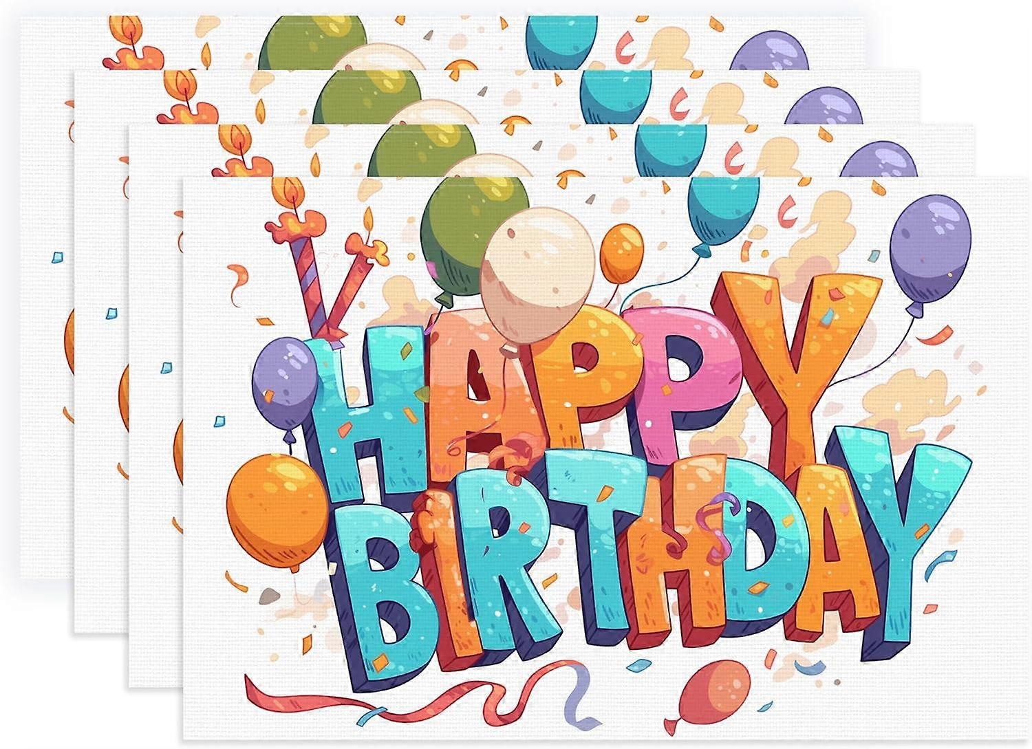 Happy Birthday Placemat - Rainbow and Balloon Painted Birthday Placemat ...