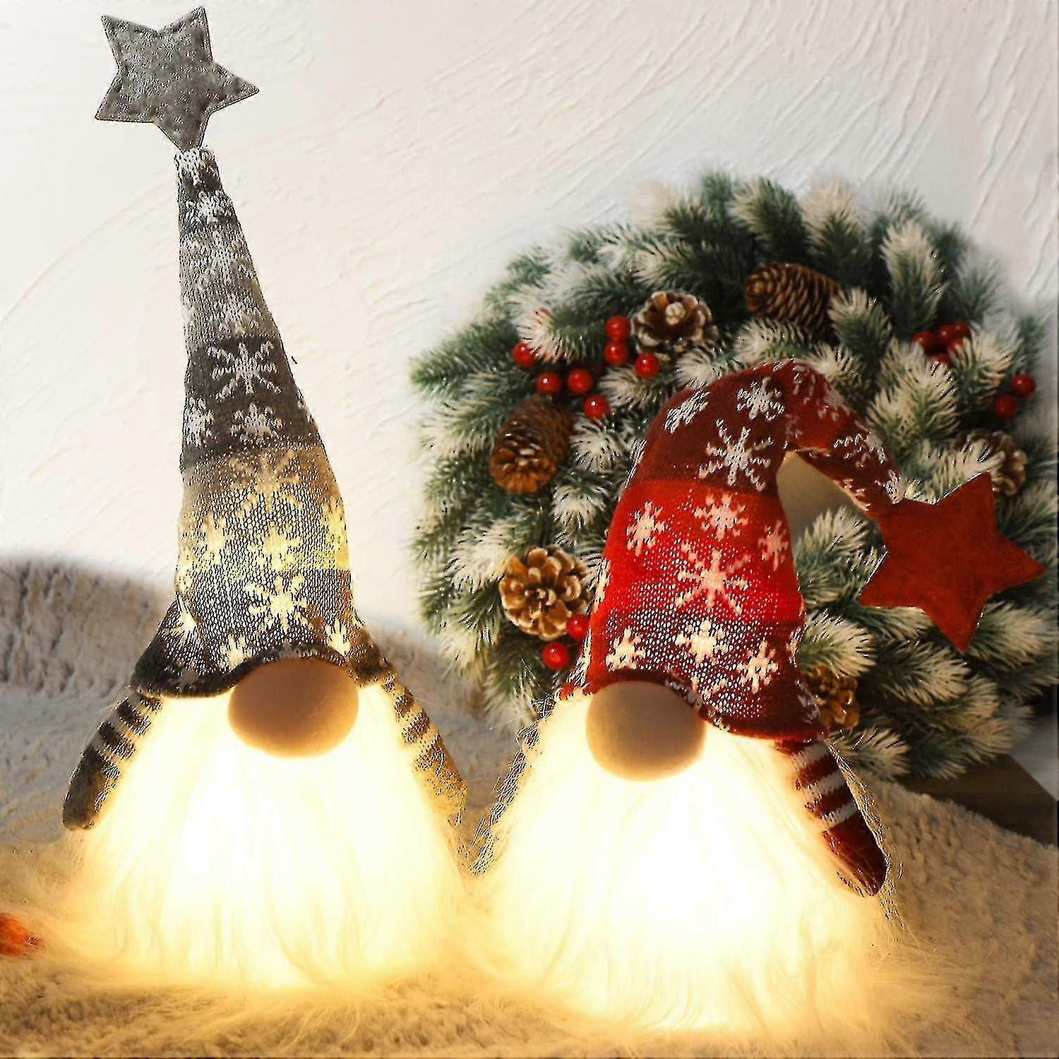 Set Of 2 Illuminated Christmas Elves - Battery-operated Light-up Elves ...