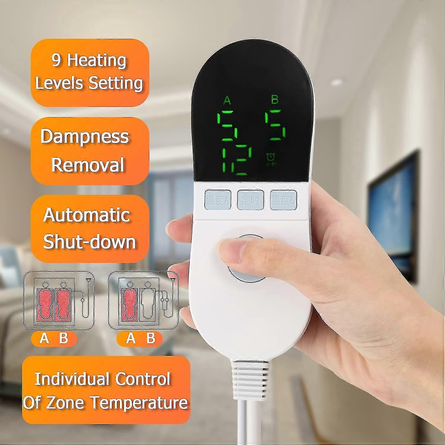 Electric Heated Mattress Topper Electric Underblanket, 150 X 80cm ...