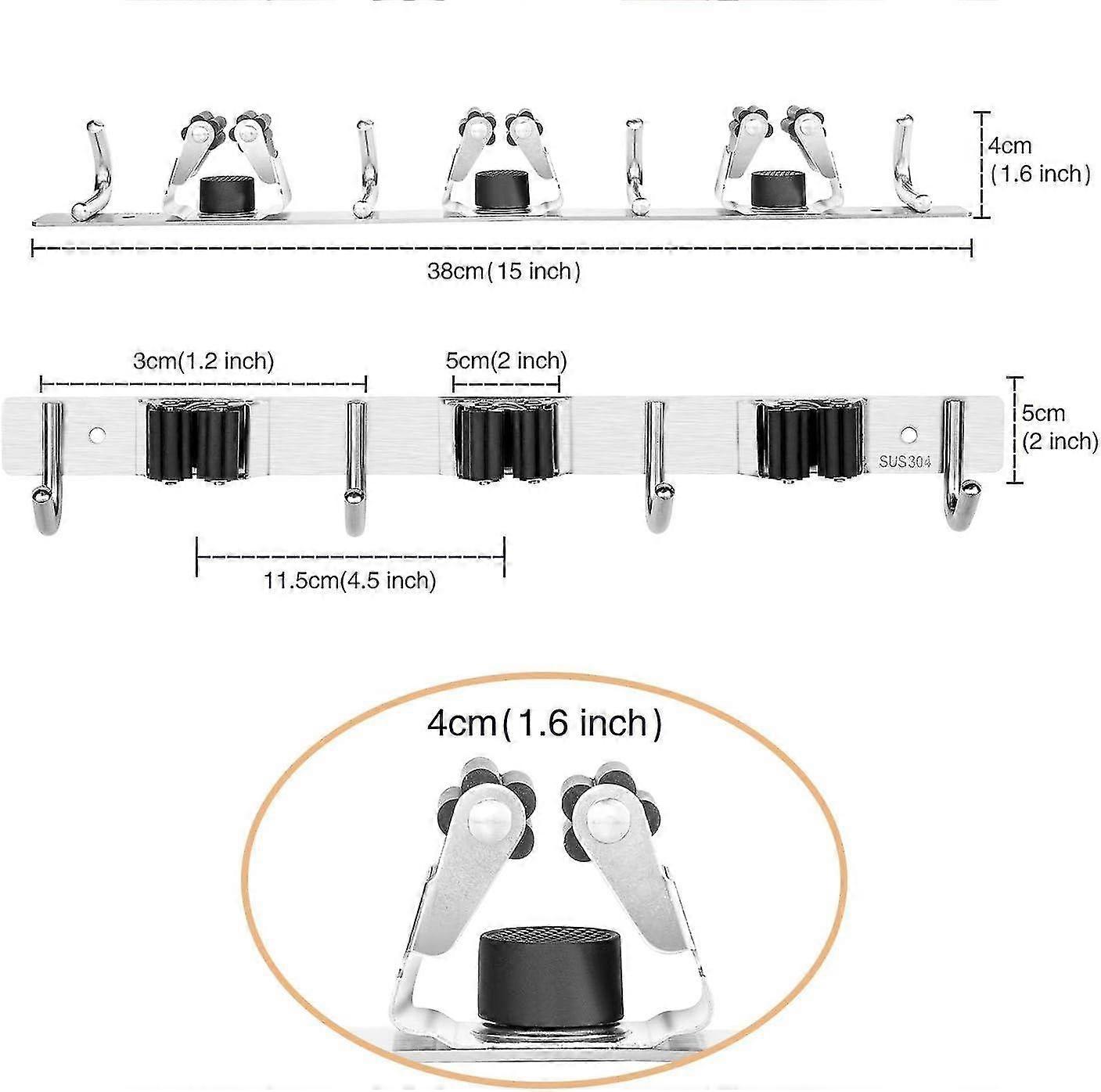 Storage bar Stainless steel tool holder - broom holder for the wall ...