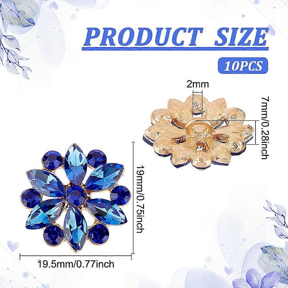 10PCS Rhinestone Shank Buttons Flower Pattern Rhinestone Buttons Alloy ...