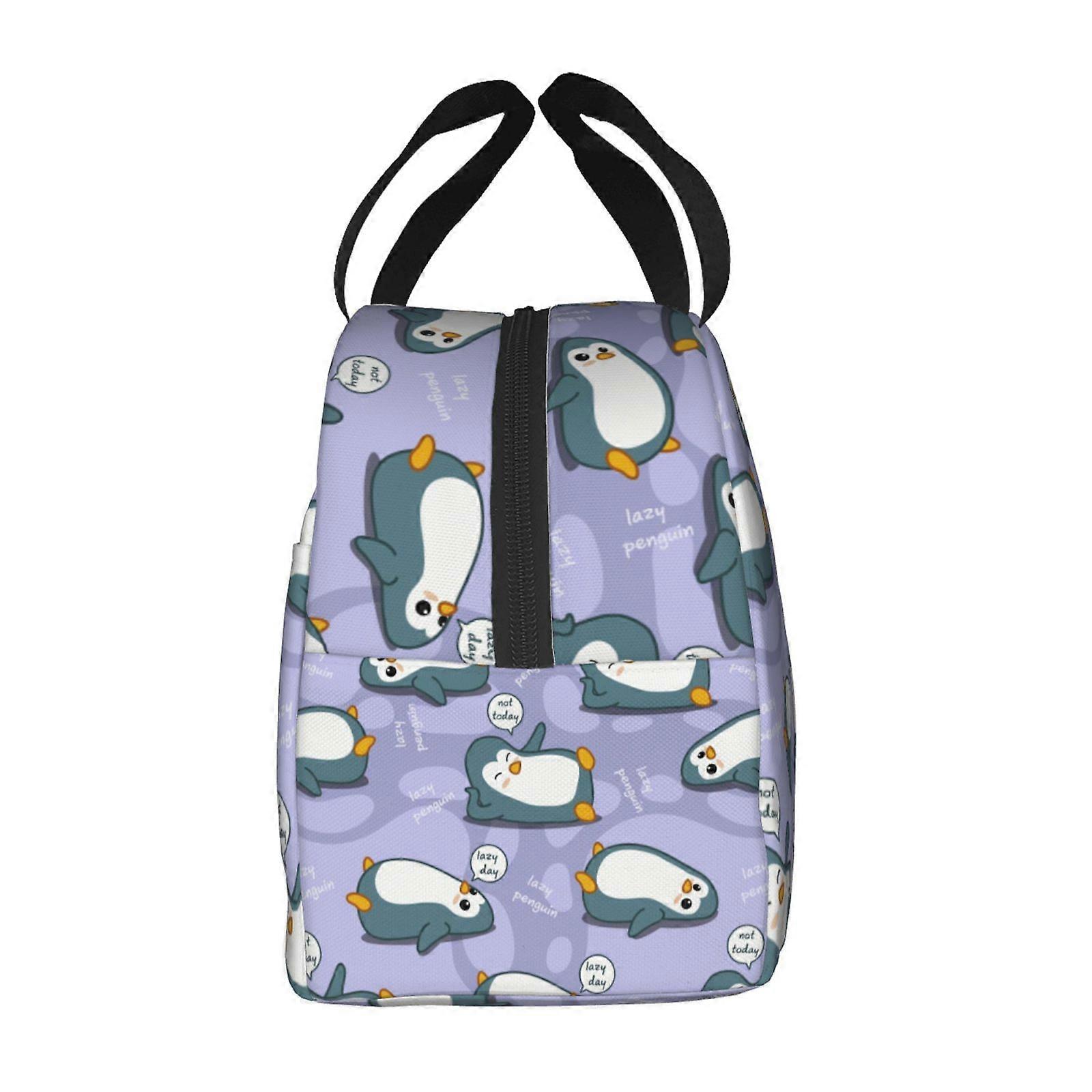 Cute And Funny Penguin Pattern Lunch Bag Reusable Insulated Lunch Box ...