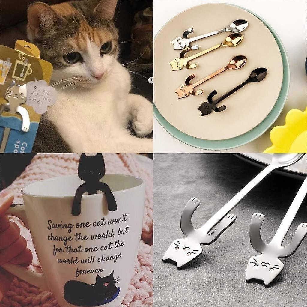 Cute Spoon Stainless Steel Cat Kitten Design Coffee/Dessert/Drink ...