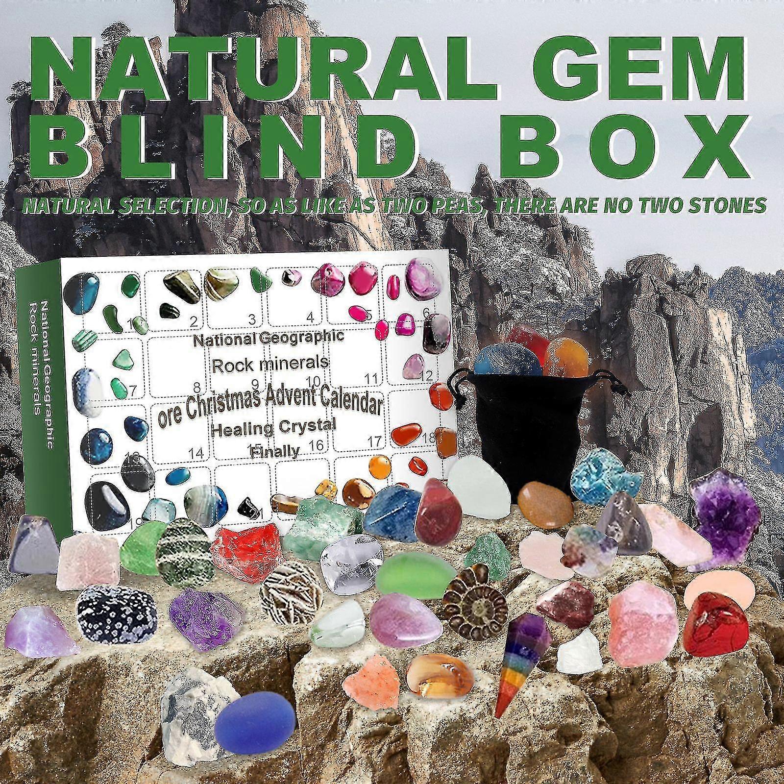 24 Pcs Ore Blind Box Crystal Advent Calendar 24 Days Count Down Stone ...
