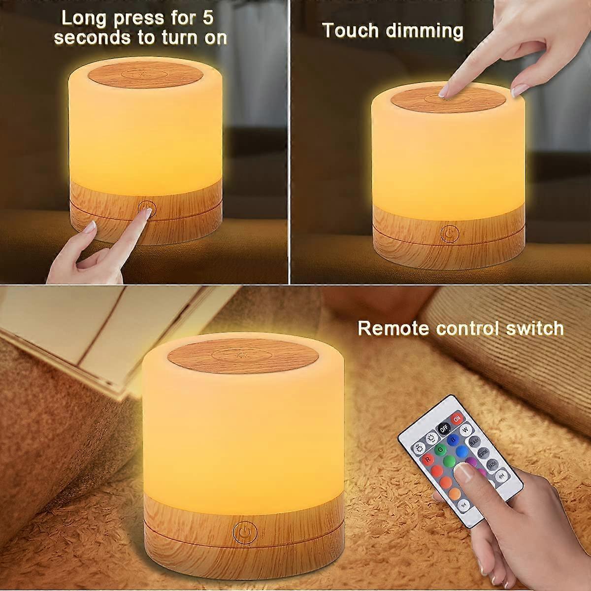 Dimmable Touch LED Bedside Lamp - Night Light with Timer - RGB Color ...