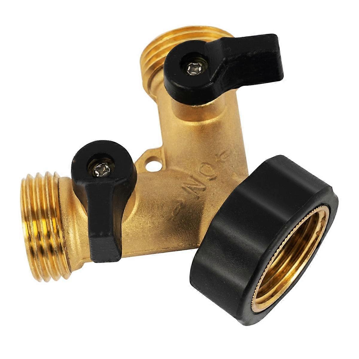 2 Pack Brass Garden Hose Splitter 2 Way, 3/4 Inch Hose Connector Tap ...