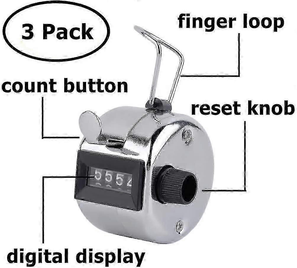 4-Digit Manual Hand Clicker Counter, 3-Piece Lap Tally Tracker for ...