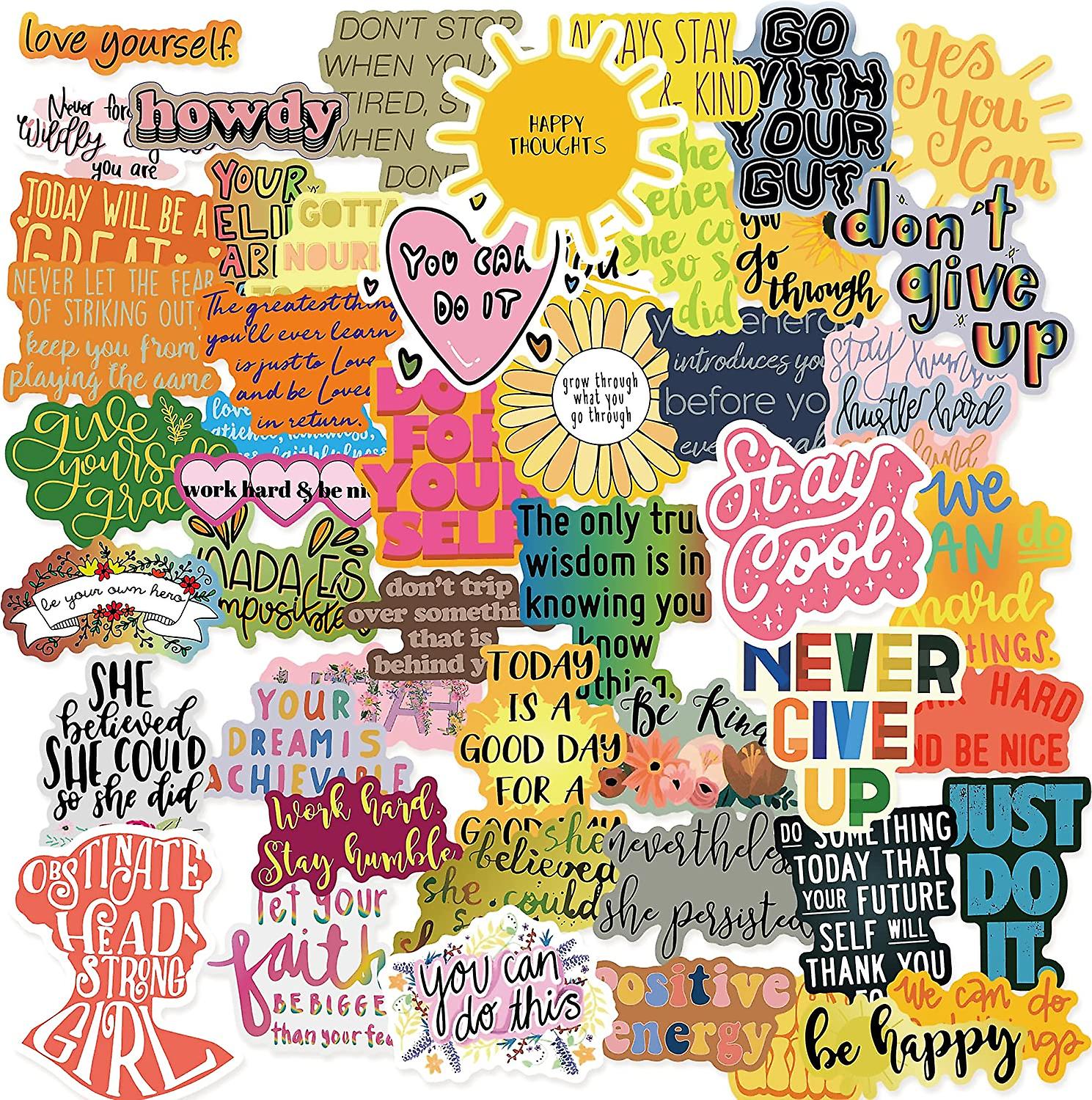 Water Bottle Stickers For Adults 50-Pack Pink Motivational Stickers ...