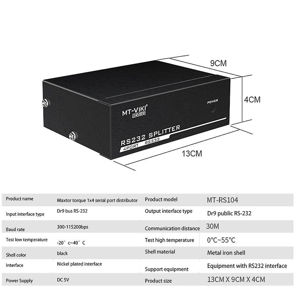 Mt-rs104 Active Serial Rs232 Splitter 1 To 4 Rs232 Bi-direction ...