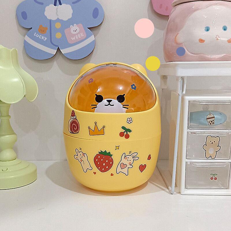 Ins Desktop With Lid Trash Can Mini Kawaii Cute Bear Trash Bin Storage ...