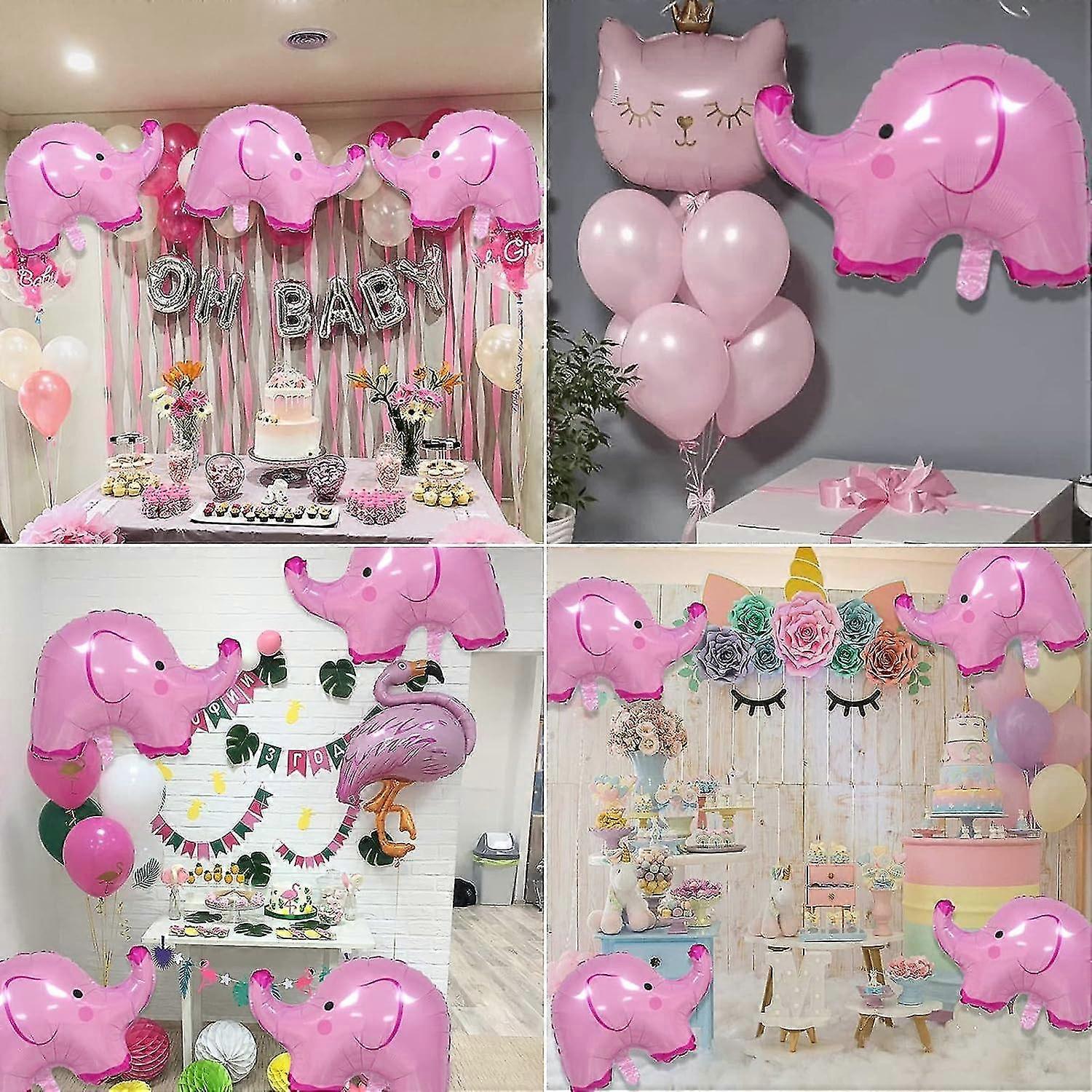 8 Pack Elephant Balloons Pink Cute Elephant Shape Aluminum Balloons for ...