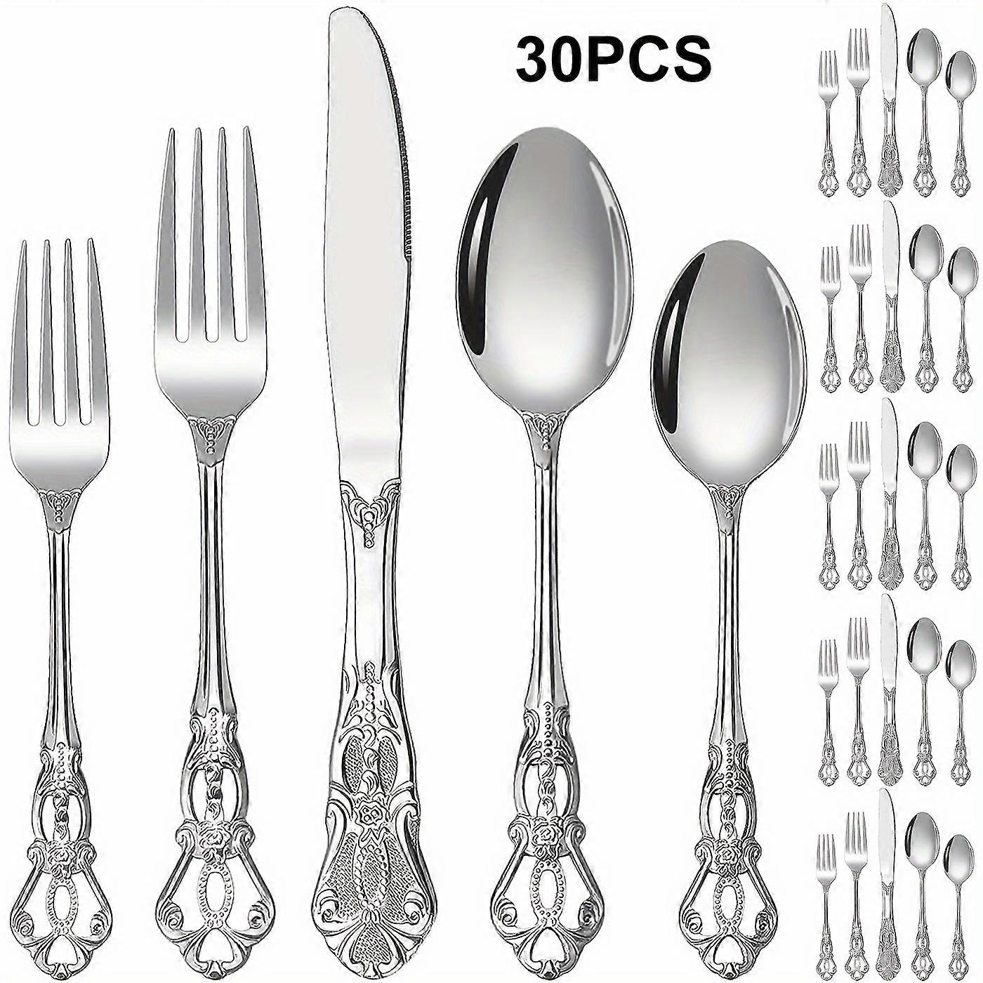 Royal Court 30-Piece Luxury Stainless Steel Flatware Set - Vintage ...