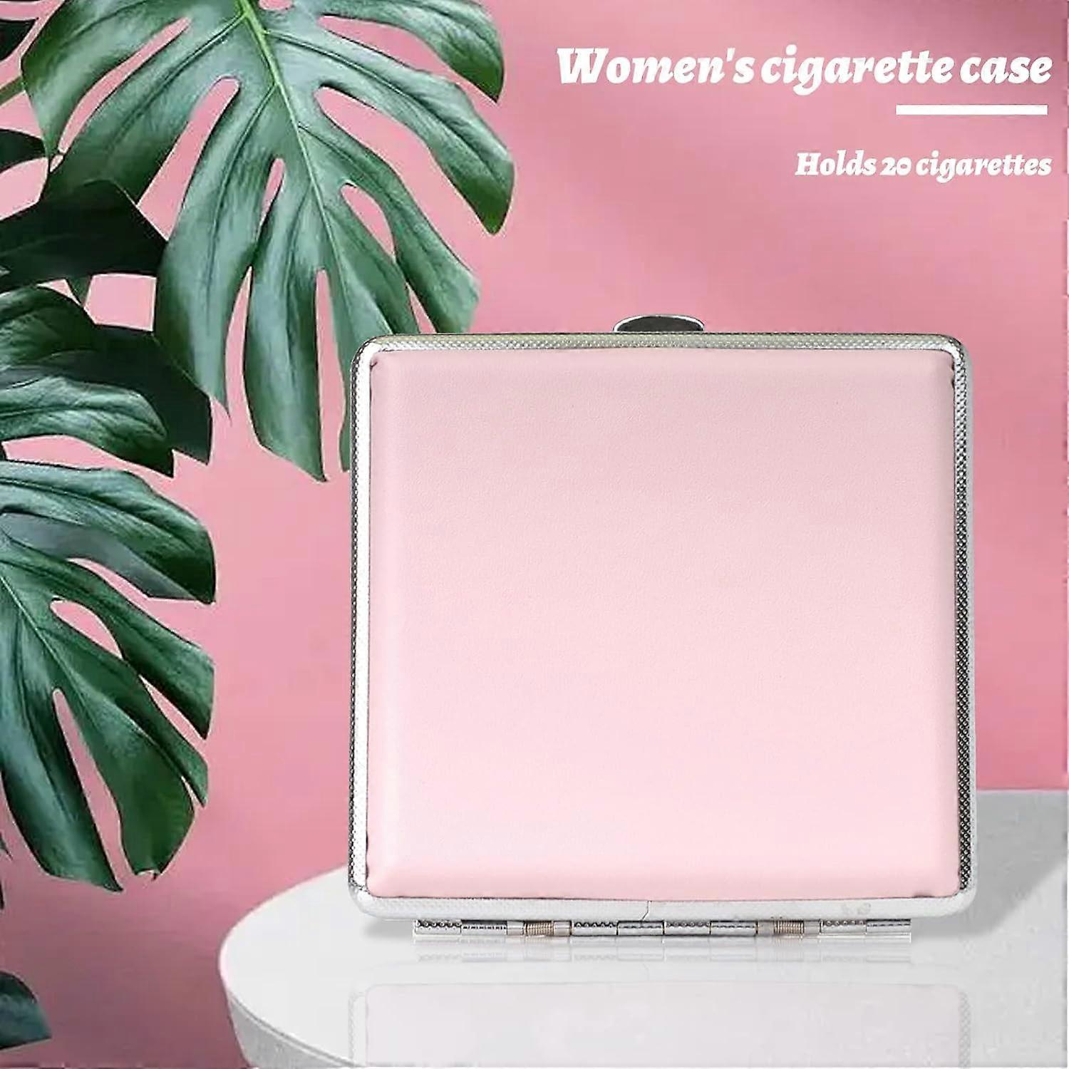Cigarette Cases for Women- Pink PU Leather Cigarette Case Slim Holds 20 ...