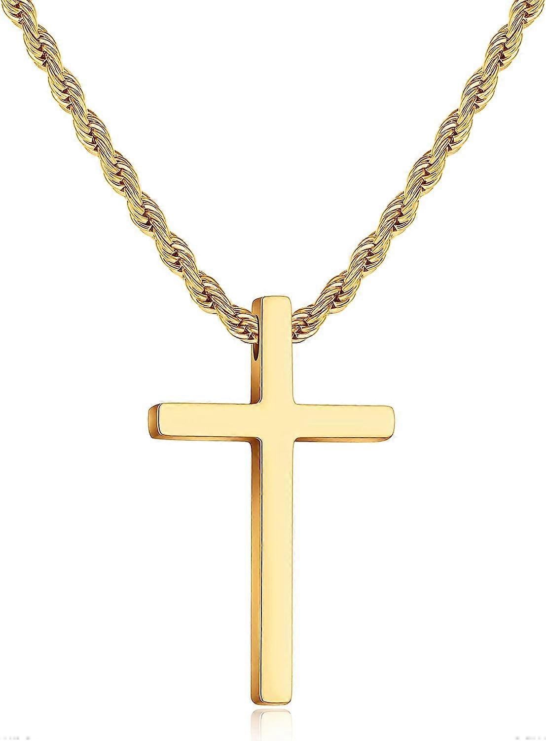 Cross Necklace for Men,Stainless Steel Black Silver Gold Cross Pendant ...