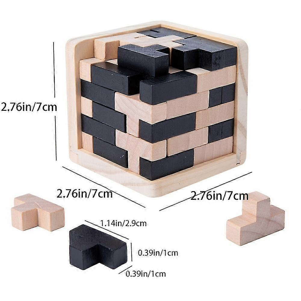 3d Wood Puzzles Iq Brain Teaser 54t Cube Wooden Interlocking Game ...