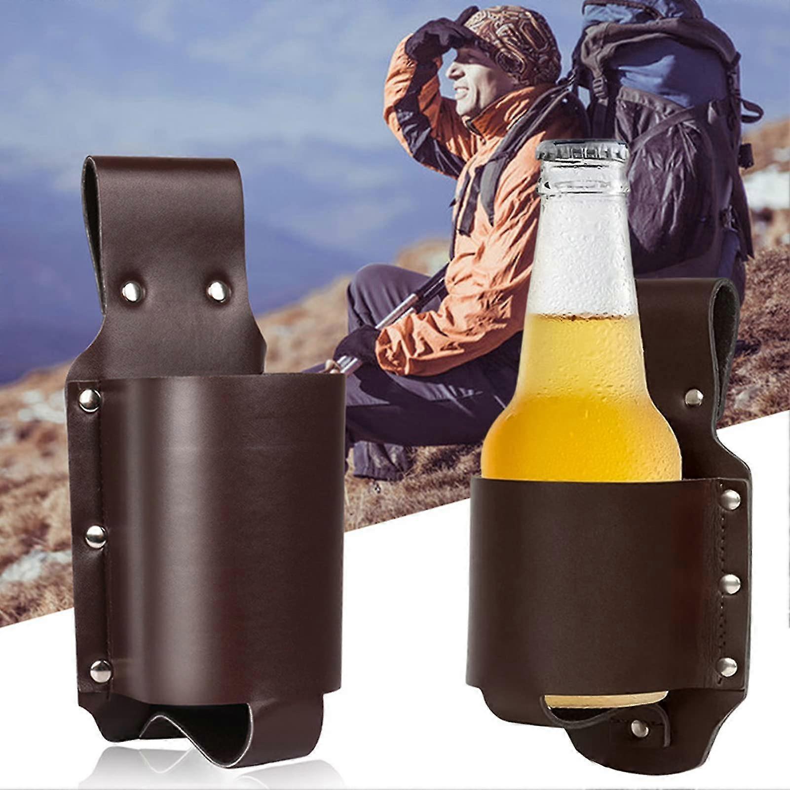 Leather Beer Holster Waist Belt for Men - Classic Cowboy Beer Holder ...