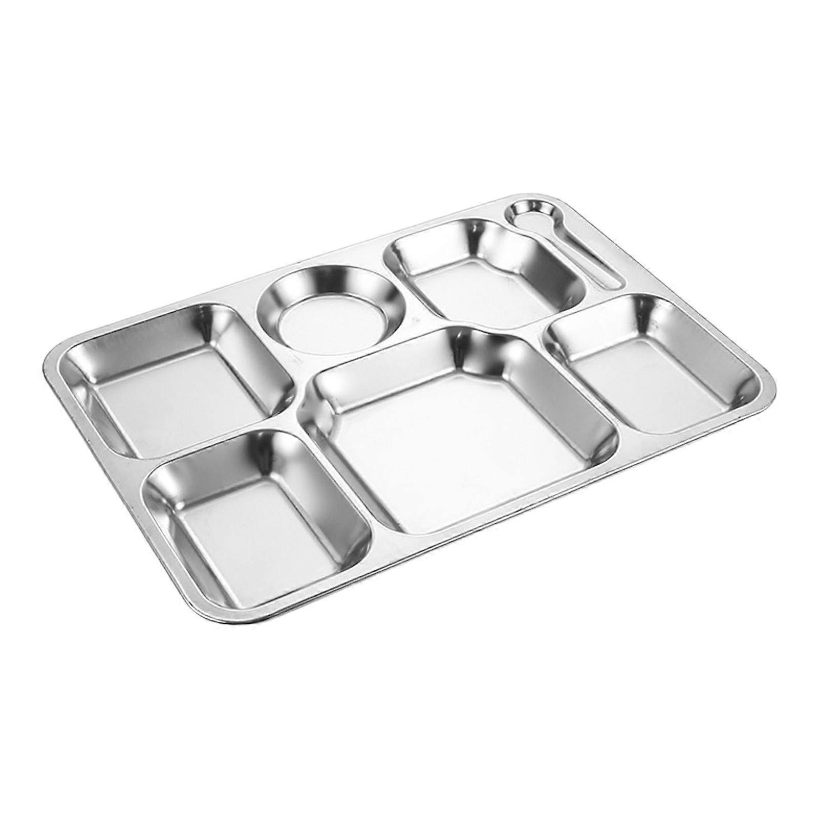 Stainless Steel Divided Plates Mess Food Sectioned Tray with ...